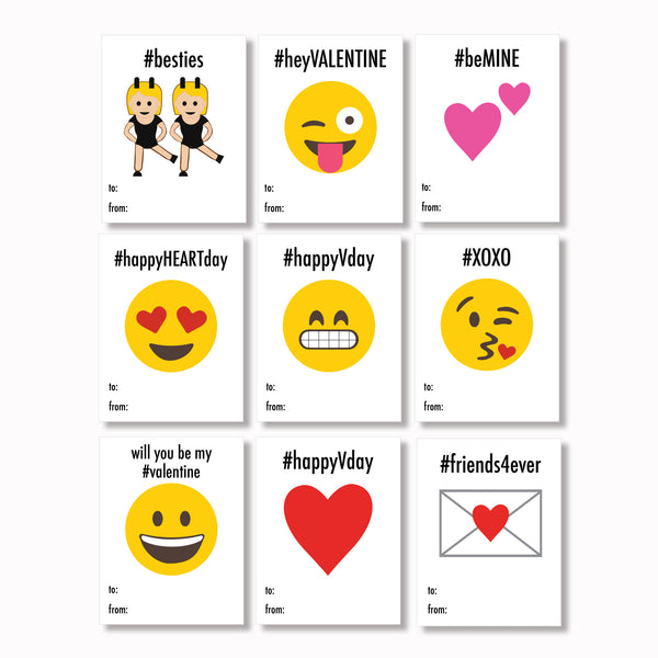 Printable Emoji School Valentine Cards – Wants and Wishes