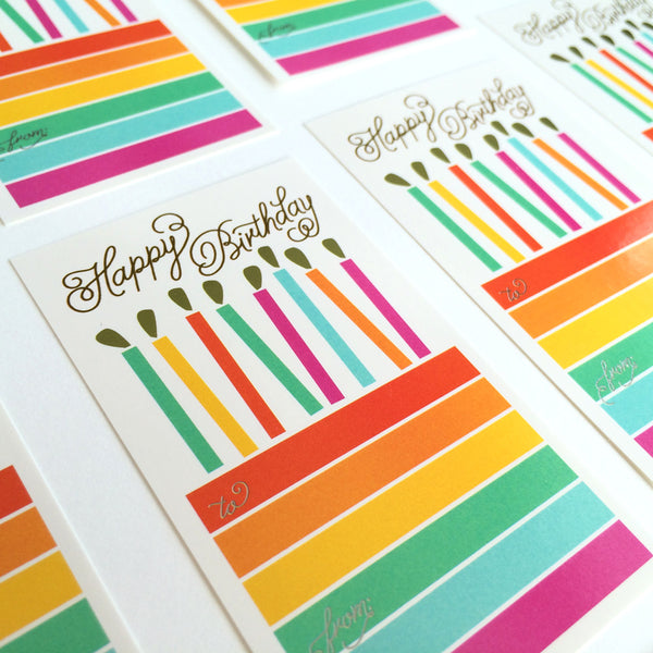 Birthday Cake Sticker tag with gold foil – Wants and Wishes