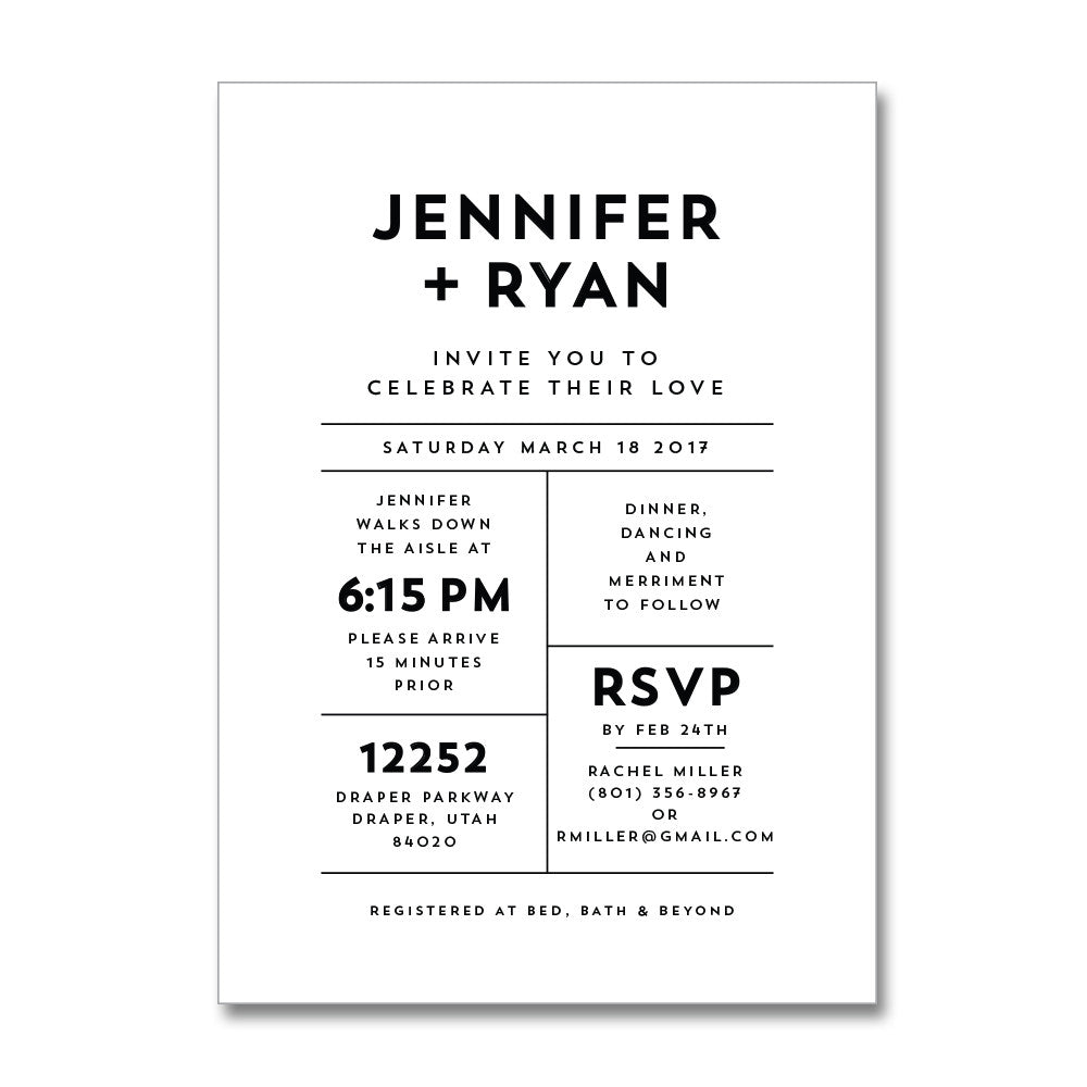 Modern Grid Wedding Invitations – Wants and Wishes