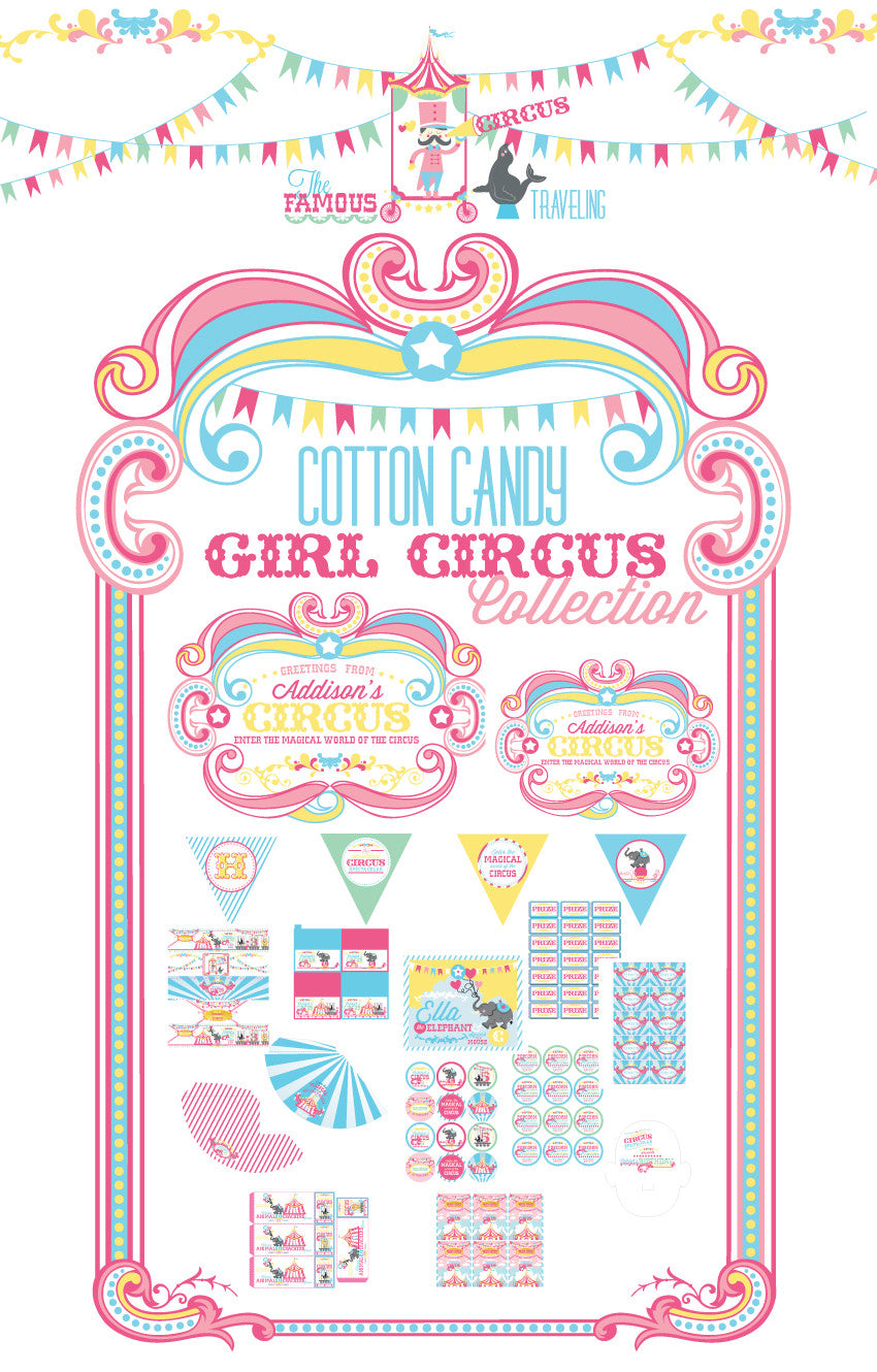 Cotton Candy Girl Circus printable Collection – Wants and Wishes