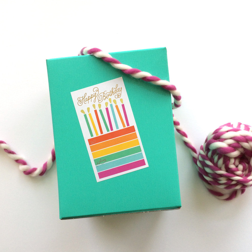 Birthday Cake Sticker tag with gold foil – Wants and Wishes