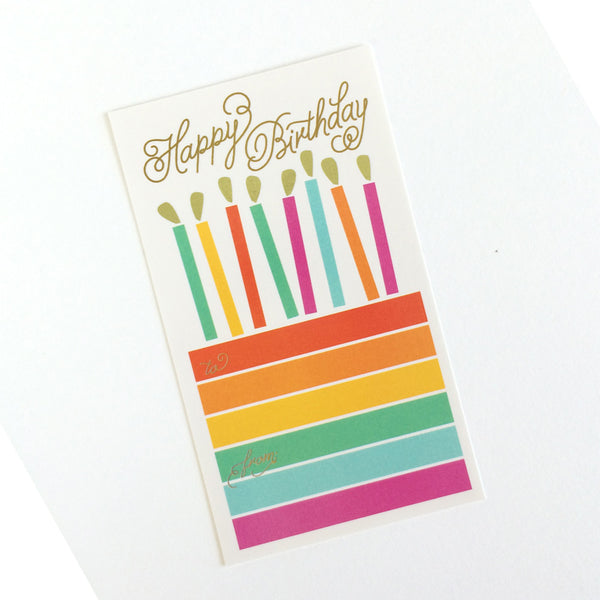 Birthday Cake Sticker tag with gold foil – Wants and Wishes