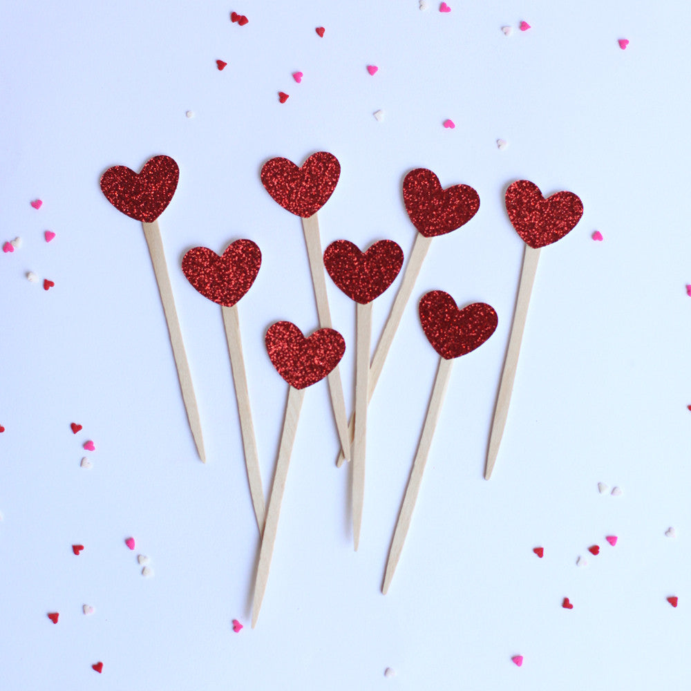 Mini Red Heart cupcake toppers – Wants and Wishes